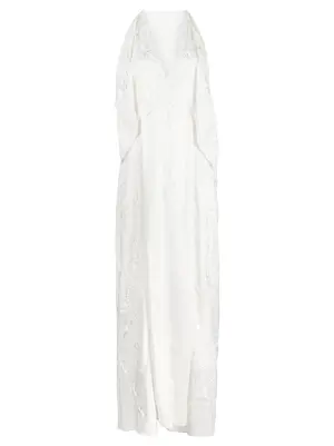 Zeus+dione Pomaki Floral-embroidered Silk Maxi Dress - White