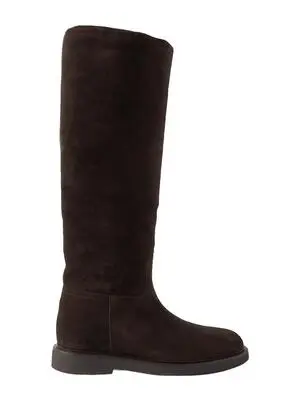 Legres Shearling-lined Suede Knee Boots - Brown