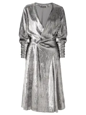 Isabel Marant Courtneya Wrap-effect Lamé Midi Dress - Silver