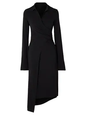 PETAR PETROV Afram Asymmetric Stretch-silk Dress - Black