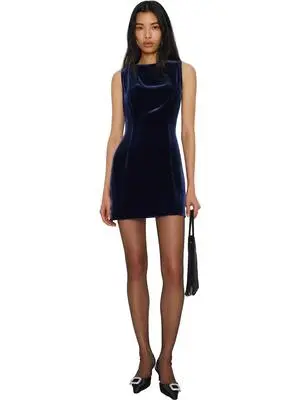 REFORMATION Brisbane Velvet Dress - Blue