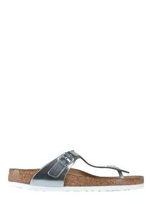 BIRKENSTOCK Thong Sandal In Soft Leather - Silver