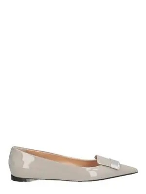 SERGIO ROSSI Patent Leather Ballet Flats - Grey