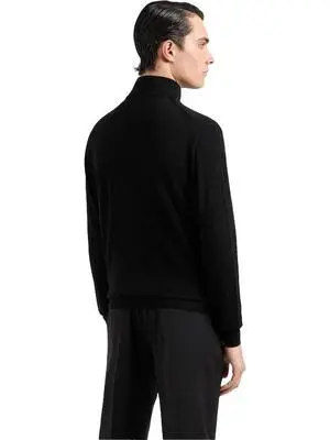 Emporio Armani Virgin-wool Full-zip Cardigan - Black