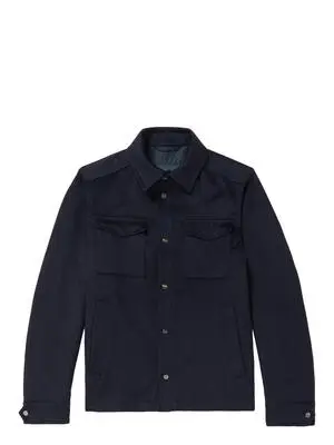 Herno Wool And Cashmere-blend Shirt Jacket - Blue