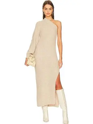 L'academie Feride One Shoulder Midi Dress - Oatmeal