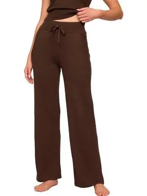 Eberjey Wide Leg Lounge Sweater Pants - Chocolate