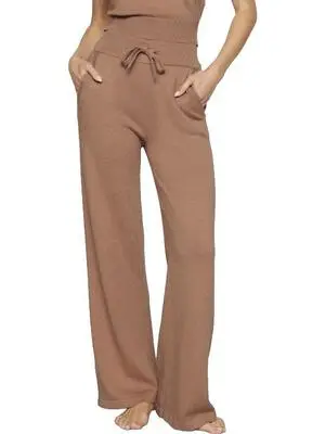 Eberjey Wide Leg Lounge Sweater Pants - Hazelnut