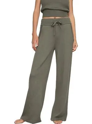 Eberjey Wide Leg Lounge Sweater Pants - Smokey Olive