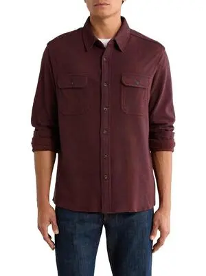 7 Diamonds Generation Herringbone Stretch Button-up Shirt - Burnt Orange