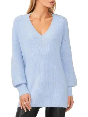 Halogen Halogen(r) V-Neck Tunic Sweater Day Break Blue