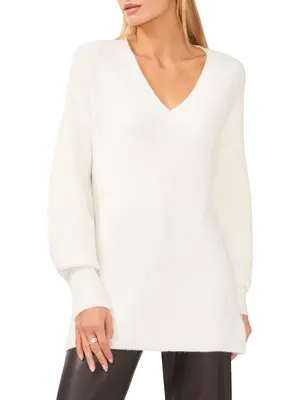 Halogen Halogen(r) V-Neck Tunic Sweater New Ivory