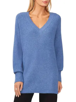 Halogen Halogen(r) V-Neck Tunic Sweater Soft Indigo