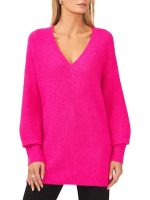 Halogen Halogen(r) V-Neck Tunic Sweater Taffy Pink