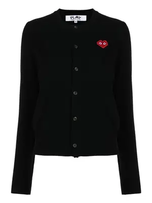 Play Comme Des Garcon Logo-patch Cardigan - Black