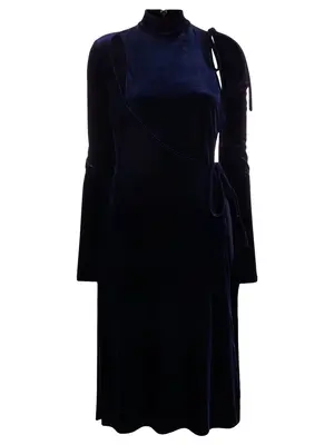 VERSACE Versace Jeans Couture Cut-Out Velvet Wrap Dress