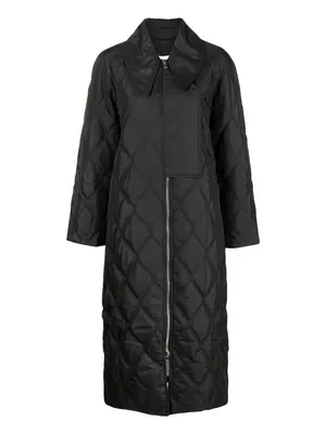 GANNI Quilted Ripstop Coat - Black