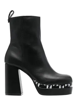 Karl Lagerfeld Monogram-print Platform Boots - Black
