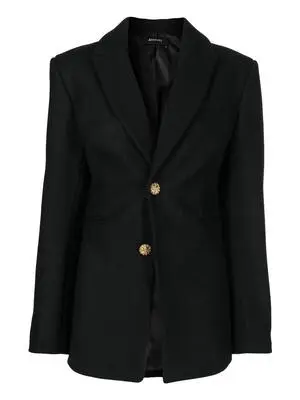 ANOUKI Single-breasted Wool Blazer - Black