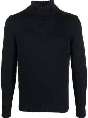 ZANONE Roll-neck Knitted Sweater - Blue