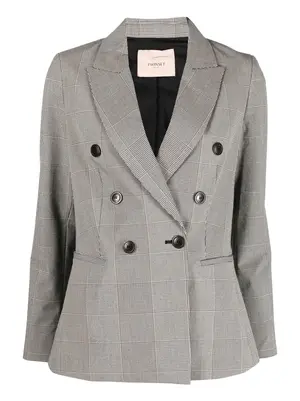 TWINSET Double-breasted Checked Blazer - Neutrals