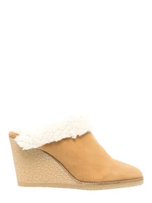 Isabel Marant Shearling Wedge Mules - Brown
