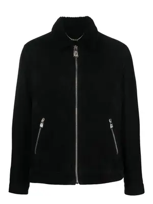 BILLIONAIRE Aviator Zip-up Bomber Jacket - Black