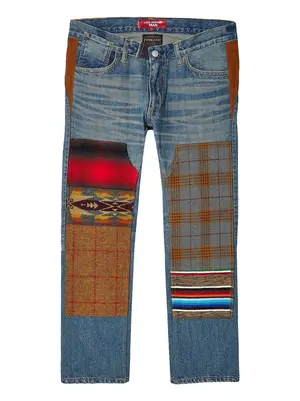 Junya Watanabe Patchwork Mid-rise Jeans - Blue