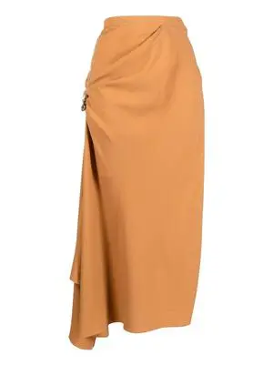 KIKO KOSTADINOV High-waisted Ruched Midi Skirt - Brown