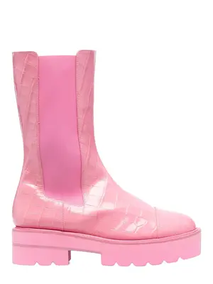 STUART WEITZMAN Crocodile-effect Leather Boots - Pink