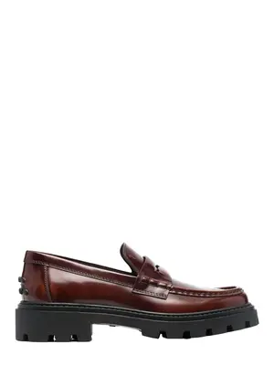 TOD'S Spike-stud Embellished Loafers - Brown