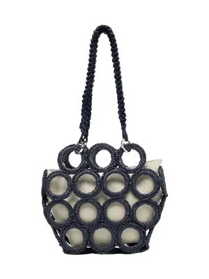 0711 TBILISI Interwoven Hoop Detail Tote Bag - Blue
