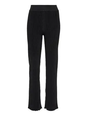 Alaïa Ribbed-knit Straight-leg Pants - Black