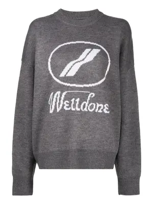 We11Done Crew-neck Logo Jumper - Grey