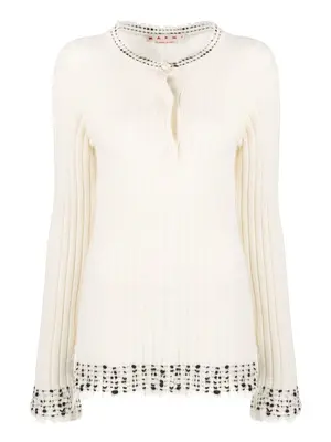 Marni Stippled Trim Ribbed Jumper - Neutrals