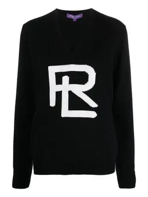 Ralph Lauren Logo-knit V-neck Jumper - Black
