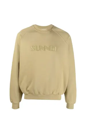 Sunnei Logo-embroidered Crew-neck Sweatshirt - Green