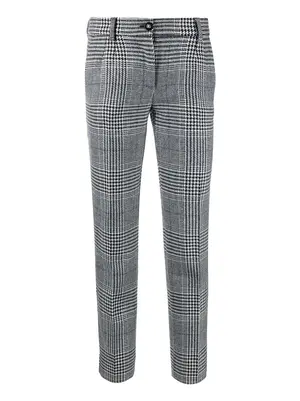 Dolce & Gabbana Virgin Wool Tartan Trousers - Black