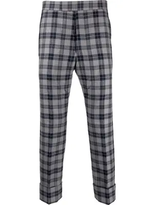 Thom Browne Tartan Cropped Trousers - Grey