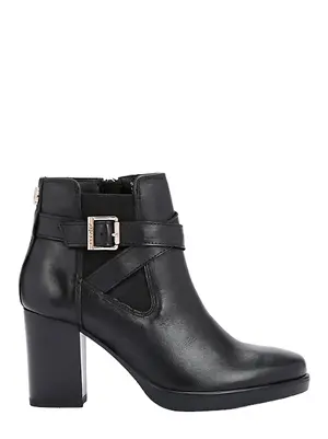 Carvela Buckle-detail Leather Ankle Boots - Black