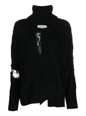 Monse Cable-knit Wrap Jumper - Black