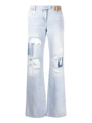 Palm Angels Ripped Straight-leg Jeans - Blue