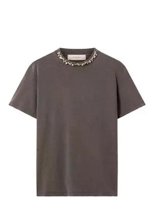 GOLDEN GOOSE Embellished Cotton T-shirt - Grey