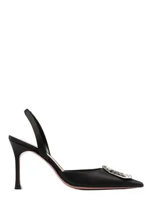 Amina Muaddi 90mm Camelia Slingback Pumps - Black