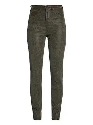 Guess Skinny Velvet Leopard-print Pants - Green