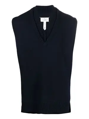 MAISON MARGIELA V-neck Vest - Blue