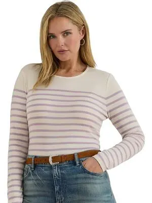 Ralph Lauren Striped Cotton Long-Sleeve Tee Masc Cream/lavender Frost