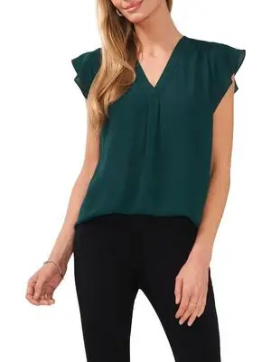 Chaus Chaus Flutter Sleeve Blouse Jasper Green