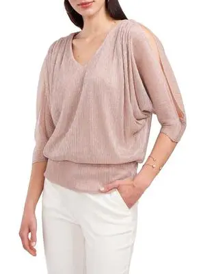 Chaus Chaus Metallic V-Neck Blouse Mauve 661