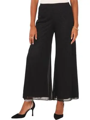 Chaus Mesh Palazzo Pants - Black